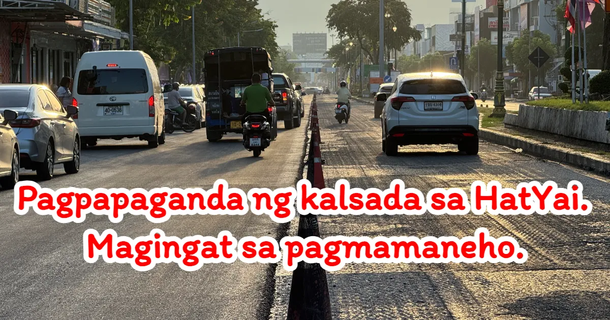 HatYai nagsasagawa ng road resurfacing sa Phetkasem Road mula Fountain ...